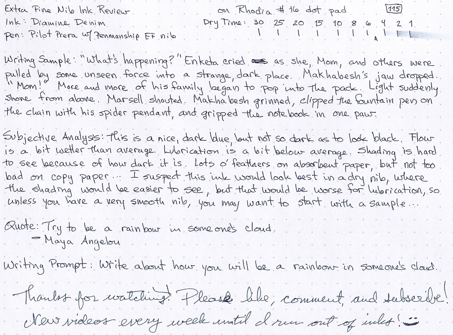 Extra Fine Nib Ink Review: Diamine Denim : r/fountainpens