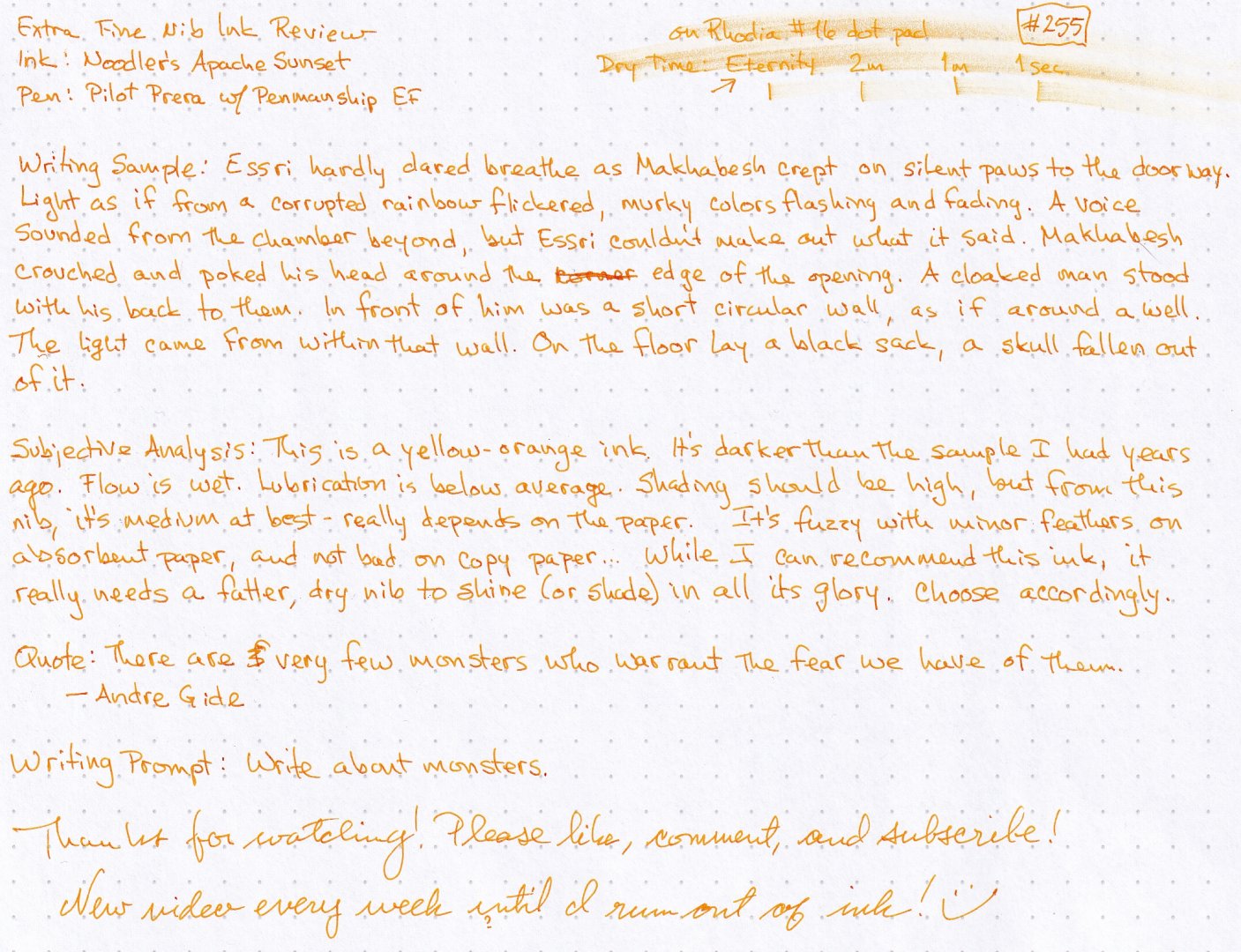 Extra Fine Nib Ink Review: Noodler's Apache Sunset : r/fountainpens