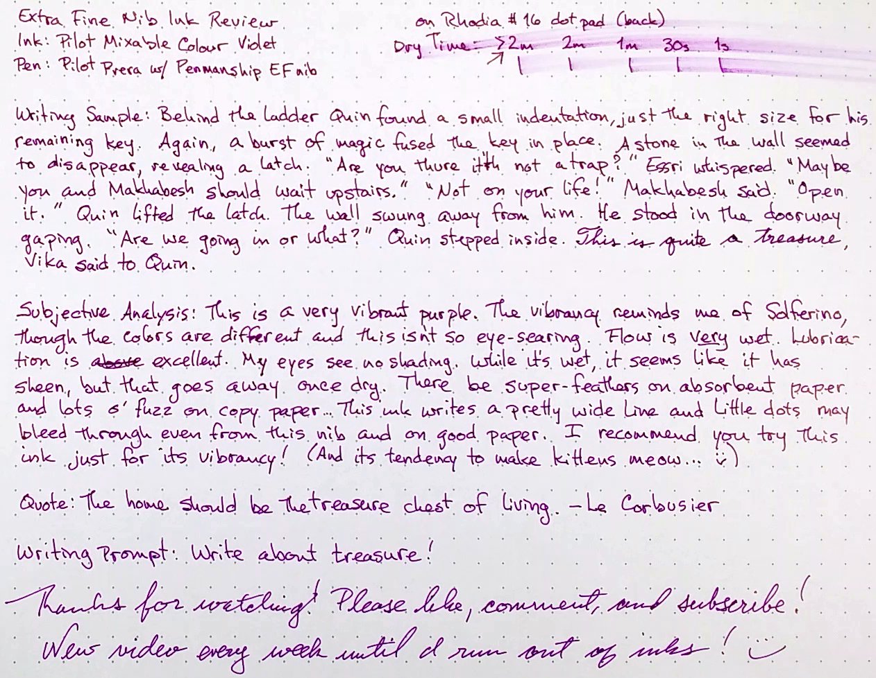 Extra Fine Nib Ink Review: Pilot Mixable Colour Violet : r/fountainpens