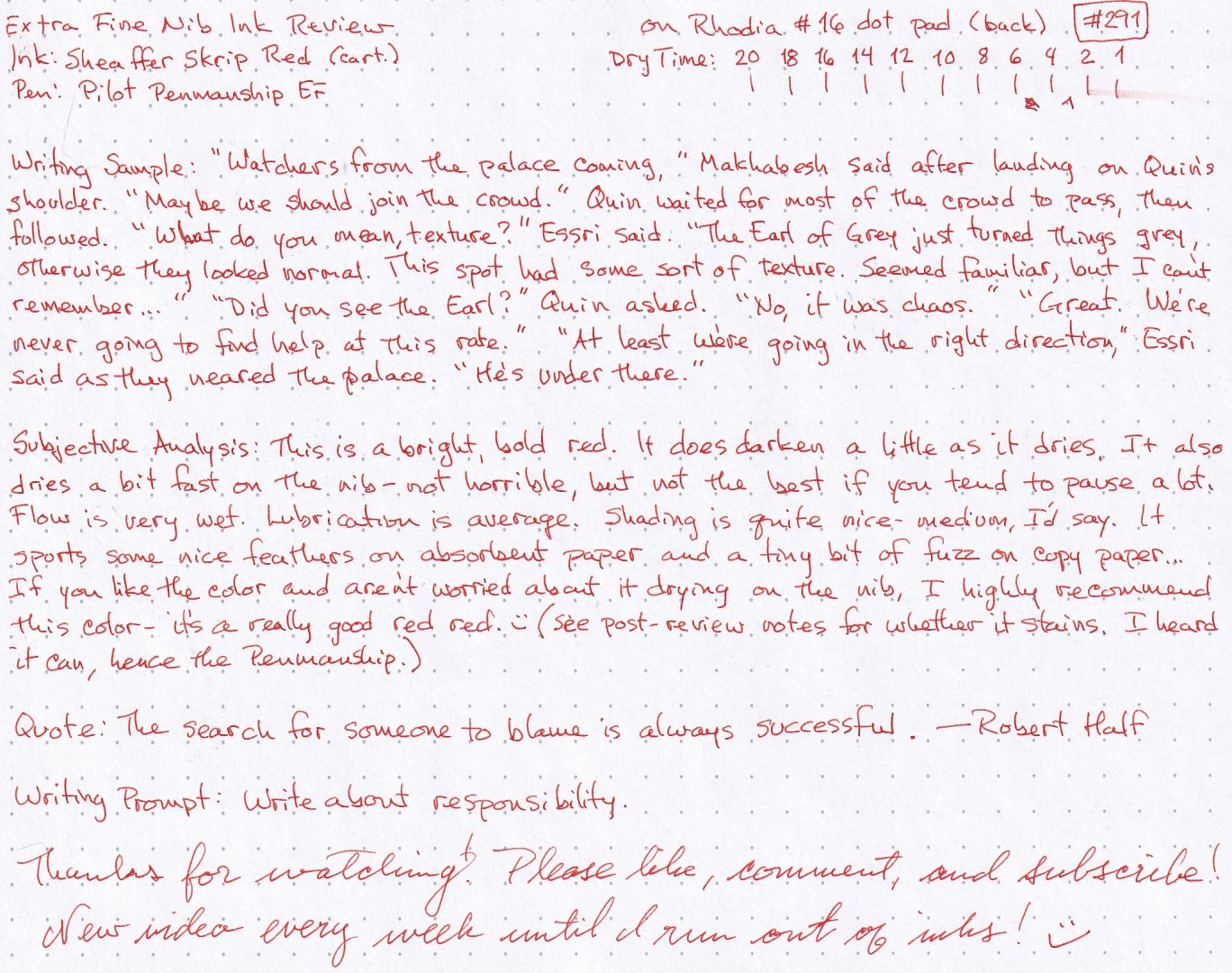 Extra Fine Nib Ink Review: Sheaffer Skrip Red : r/fountainpens